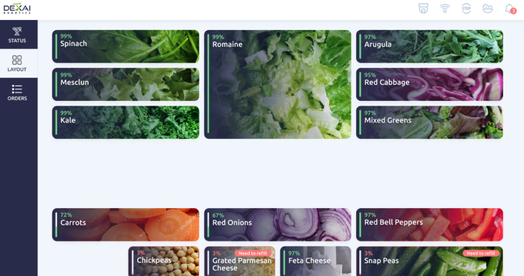 Dexai Robotics: graphical user interface for robot operation